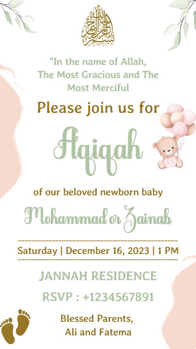 Aqiqah Invitation Card Templates | Customize For Free