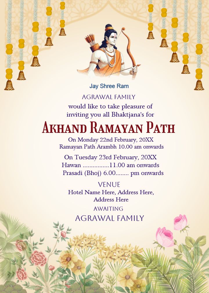 Ramayan Path Invitation Card Customize Your Invite