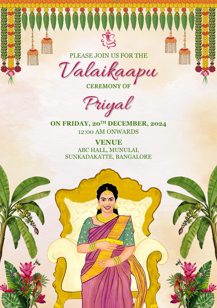 Free Valaikappu Invitation Template In Tamil Online