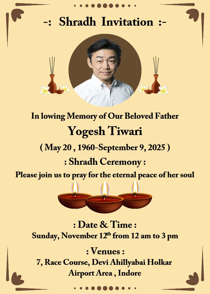 Shradh Invitation Card in English Free Download