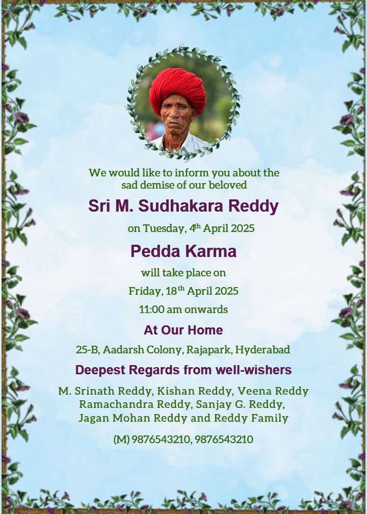 Pedda Karma Invitation Templates – Free & Premium