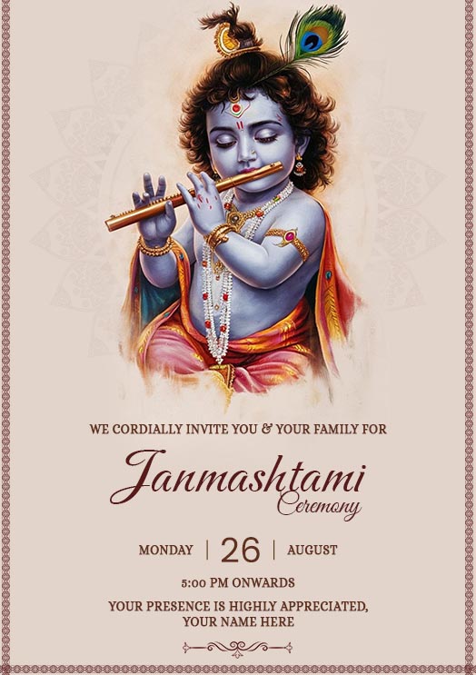 Shree Krishna Janmashtami Invitation Template