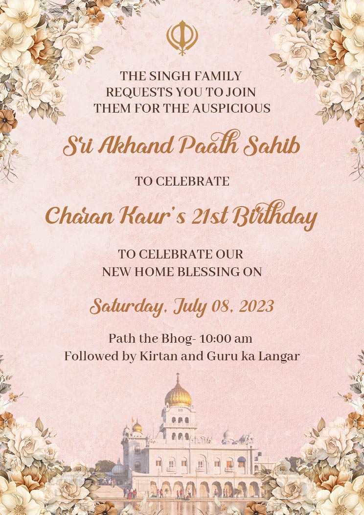 Akhand Path Invitation Card – Free to Download