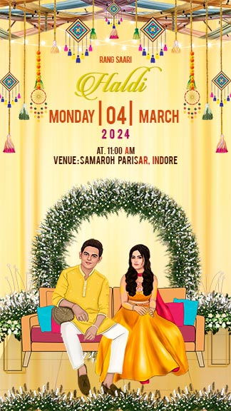 Insta Story Wedding Invitation card with Royal Caricature