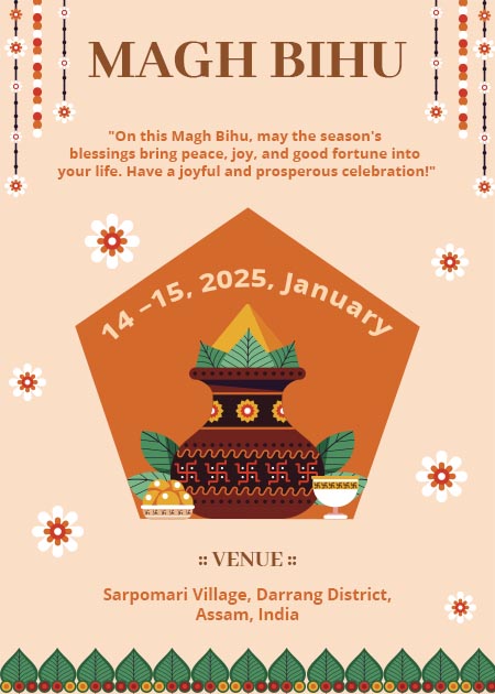 Simple Yet Stunning Magh Bihu Invitation Card Template