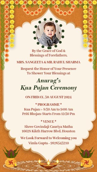 Create Kua Pujan Invitation Card Online Free