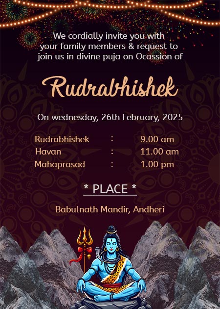 Mahashivratri Rudrabhishek Puja Invitation Card