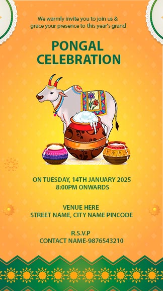 Festive Pongal Invitations Template For Loved Ones