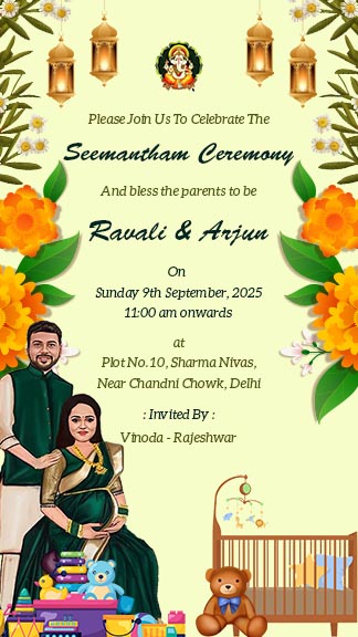 Seemantham Ceremony Invitation Template
