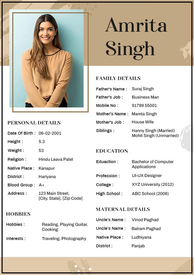 Marriage Biodata Templates