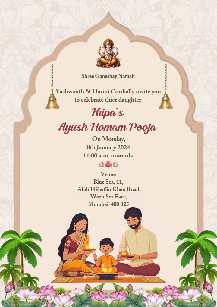 Ayush Homam Pooja Invitation Template with Family