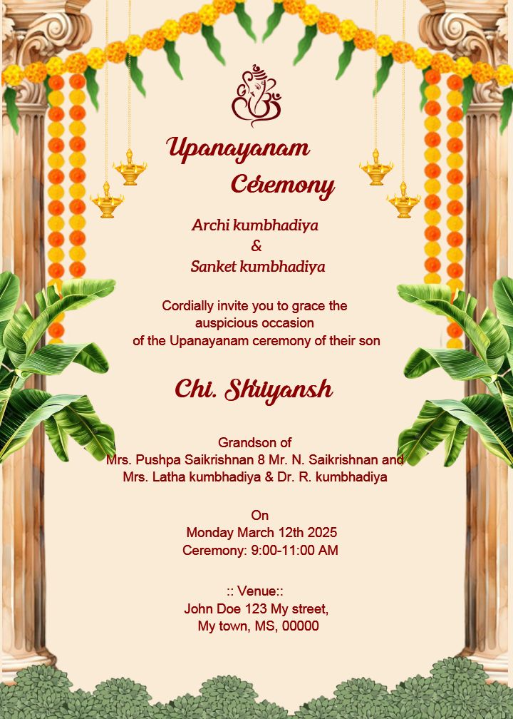 Upanayanam Ceremony Invitation Designs – Elegant & Cultural