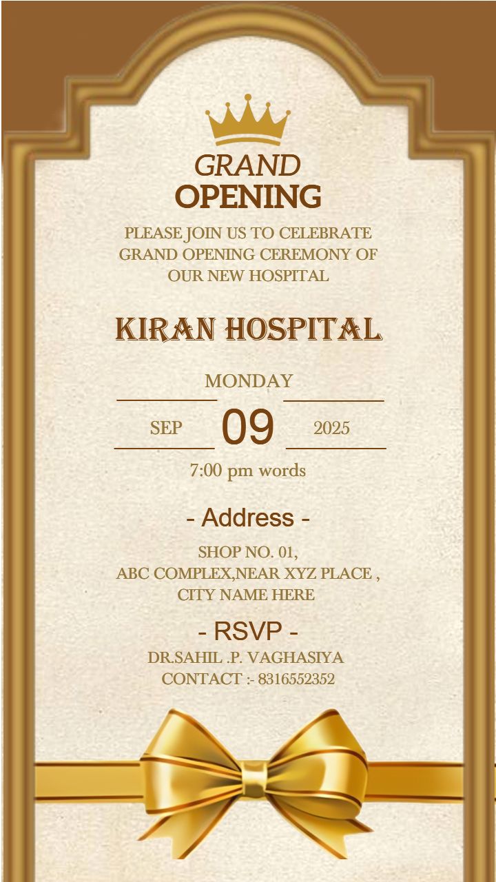 Hospital Opening Ceremony Invitation Card Design