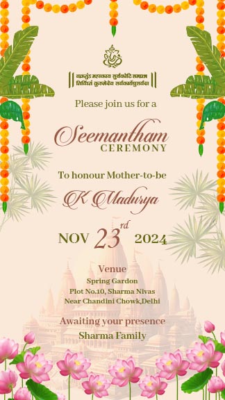 Seemantham Invitation Cards ( Dohale Jevan )
