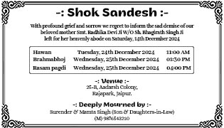 English Shok Sandesh Card – Editable Template