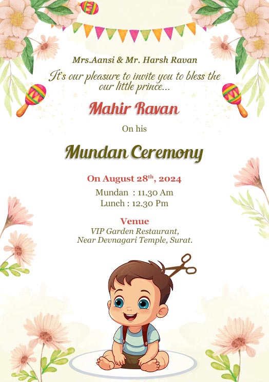 Mundan Ceremony Invitation Templates