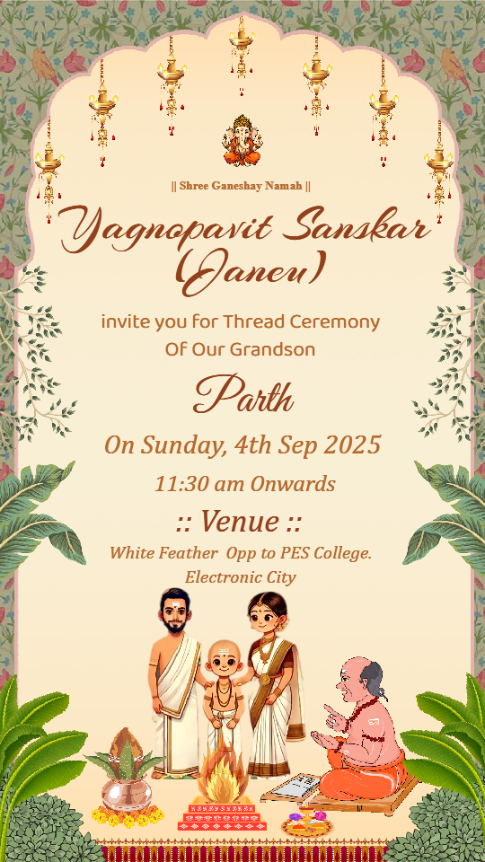 Traditional Janeu Invitation Template Png
