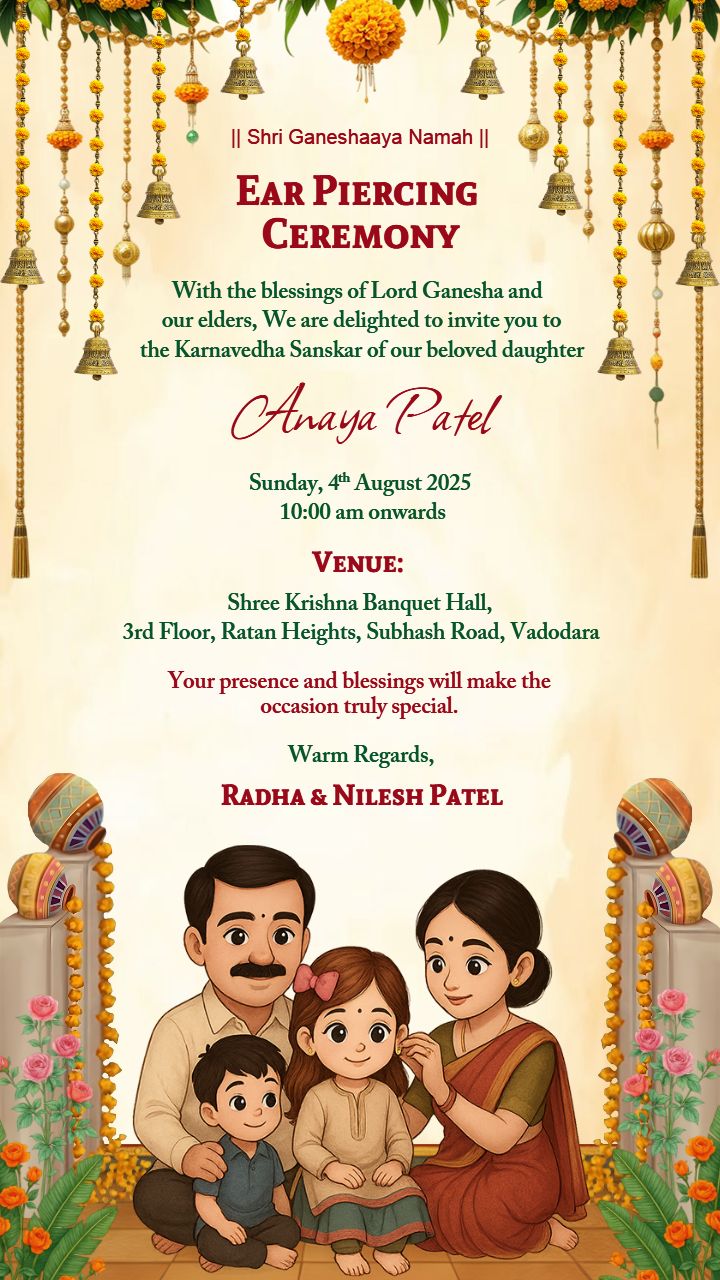 Ear Piercing Ceremony Invitation Card – Customize Free