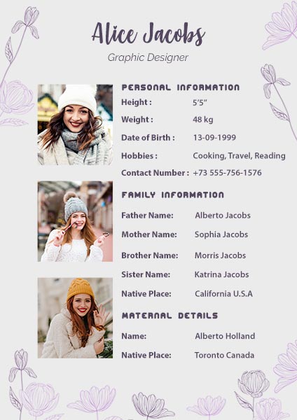 Female Marriage Biodata Templates