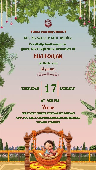 Kua Pujan Invitation Card | Customizable & Unique Designs