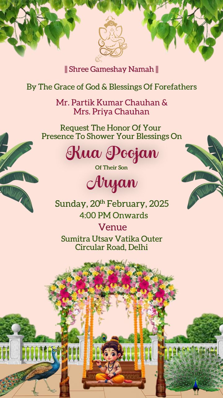 Free Kua Poojan Ceremony Invitation Card