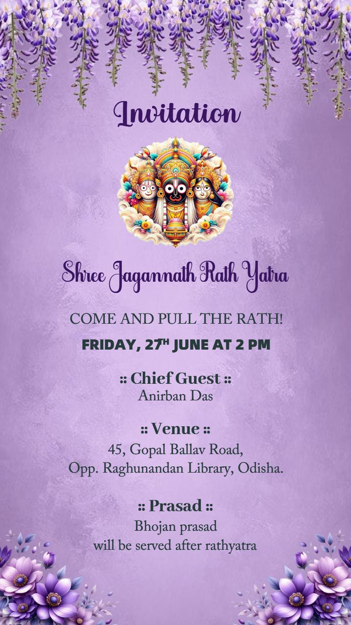 Free Editable Jagannath Rath Yatra Invitation Card Templates