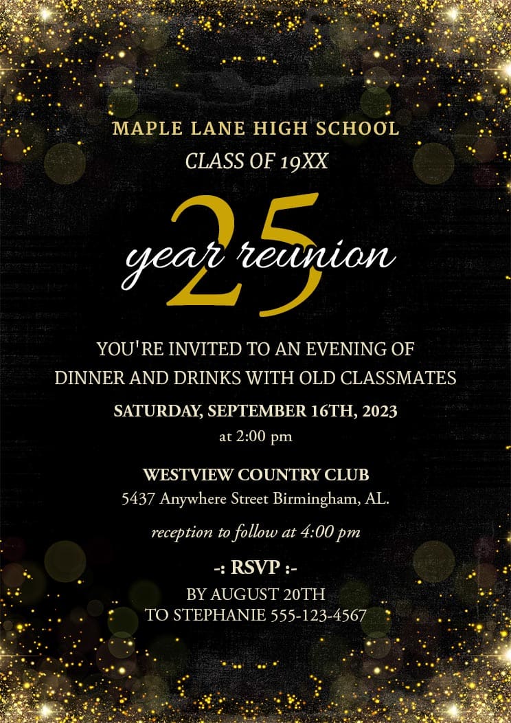 25 Year Class Reunion Invitation Ideas