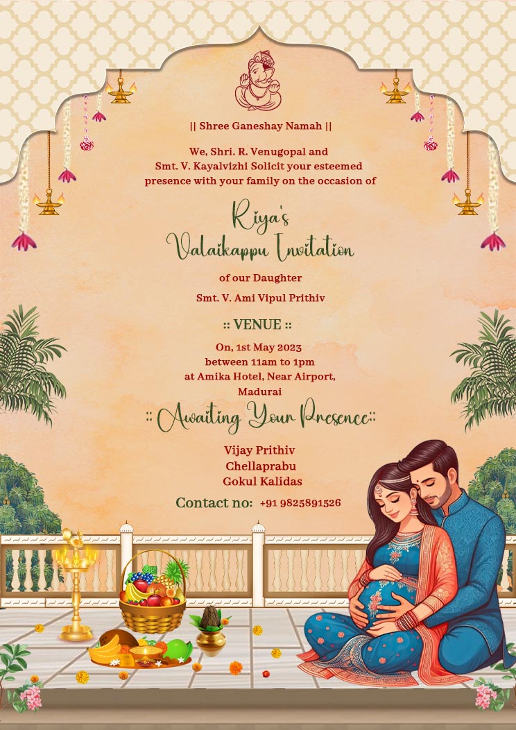 Valaikappu Invitation Template In Tamil Online