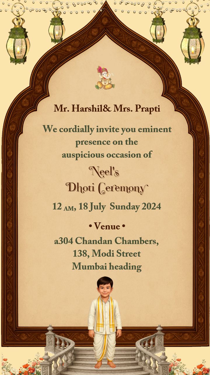 Dhoti Ceremony Invitation Cards Free Download