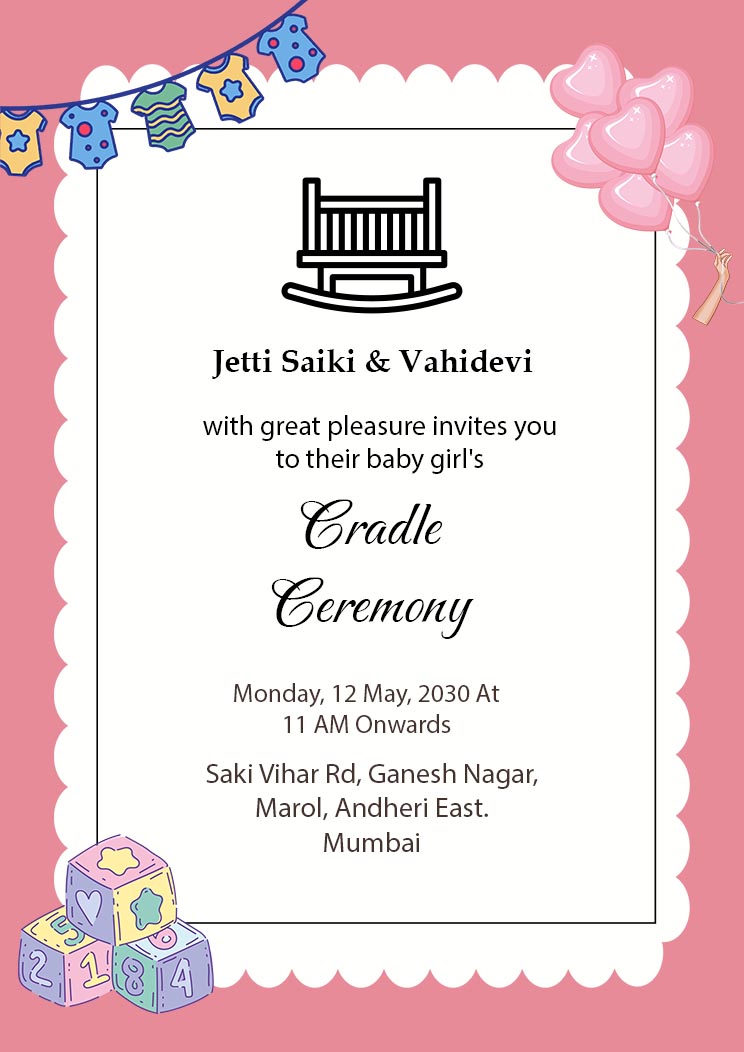 Cradle Ceremony Invitation Card | Download & Customize Free