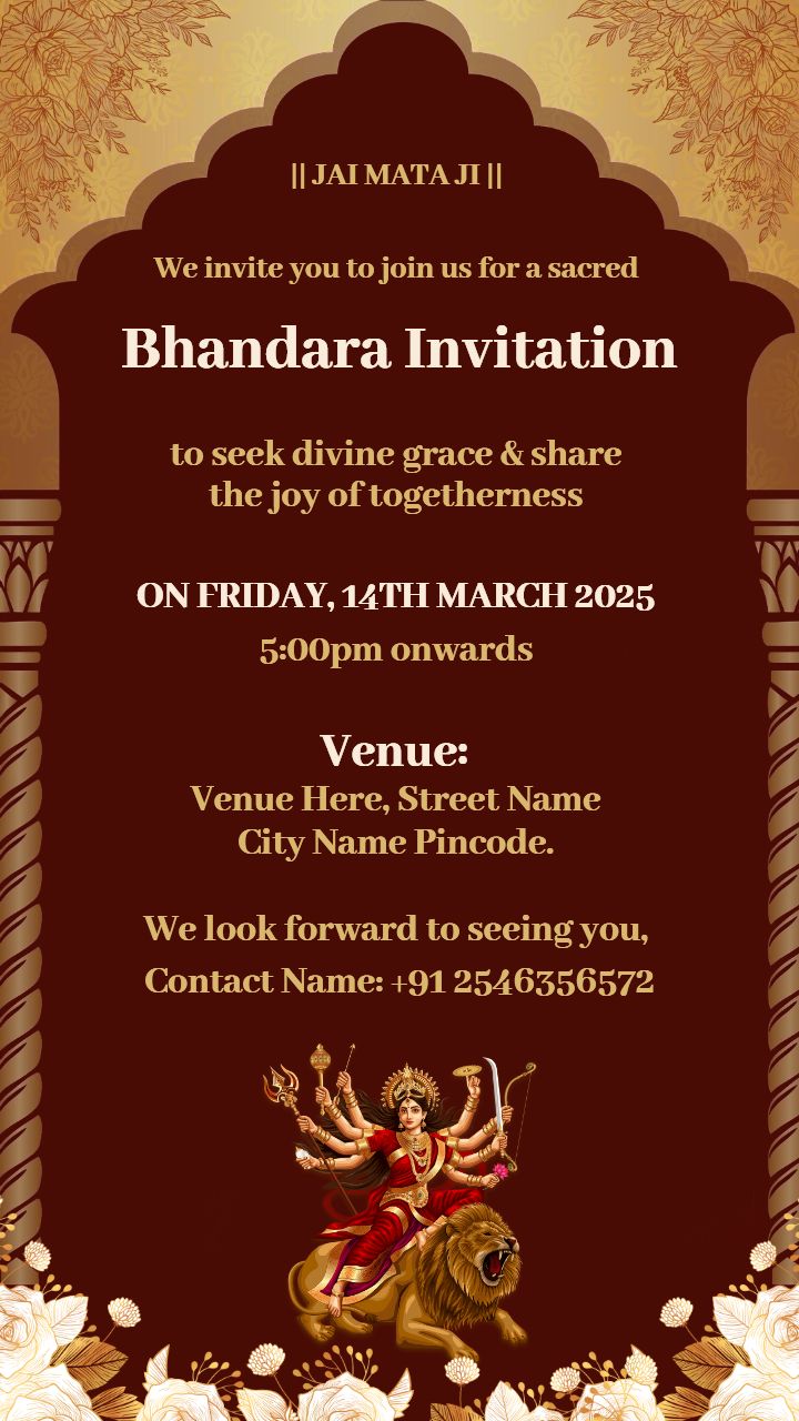 Bhandara Invitation Card Online Free Download