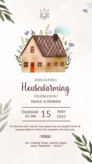 House Warming Invitation Card in English Free Download