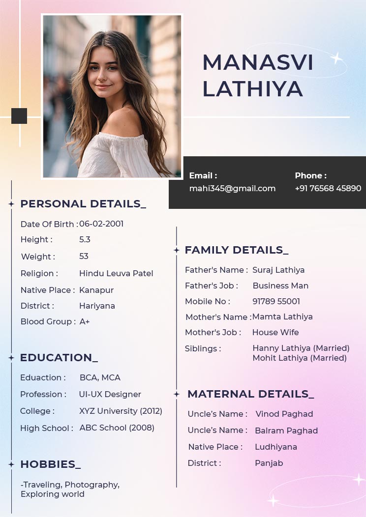 2.6K+ Biodata Templates for Marriage