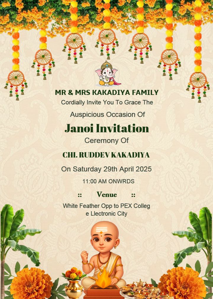 Traditional Janeu Invitation Template Png