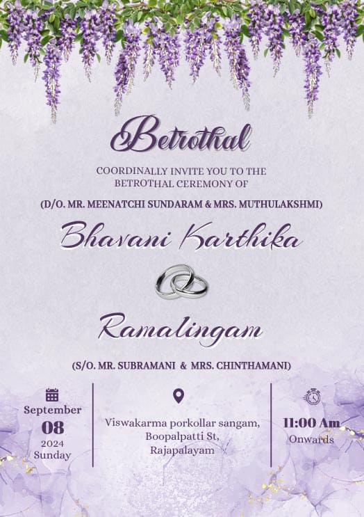 Betrothal Ceremony Invitation Card