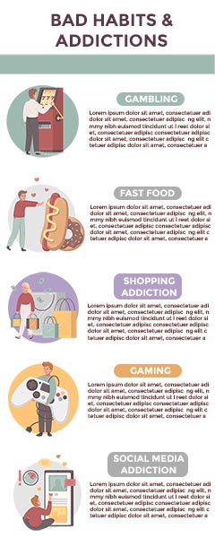 Bad Habits And Addiction Infographic Template