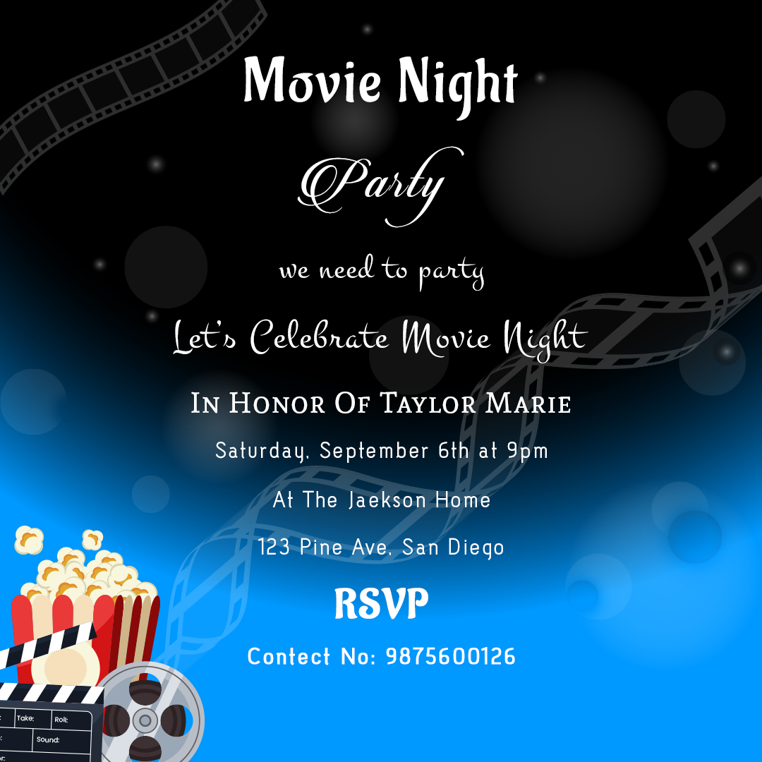 Free Movie Night Party Invitation Template