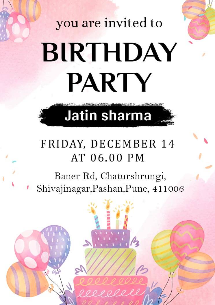 Birthday Invitation Card Free Download