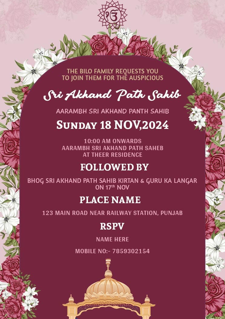 Akhand Path Invitation Card – Free to Download