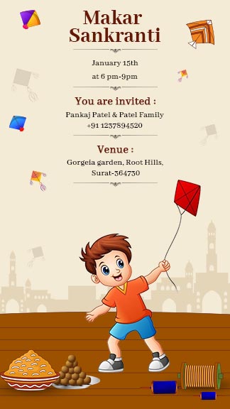 Trendy Makar Sankranti Invitation Template
