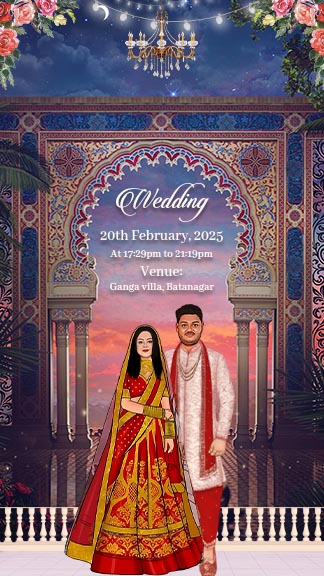 Caricature Instagram Story Wedding Invitation