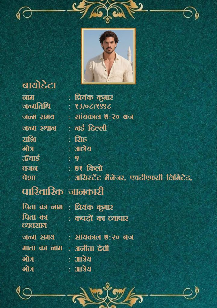 Biodata For Marriage in Hindi Free Download