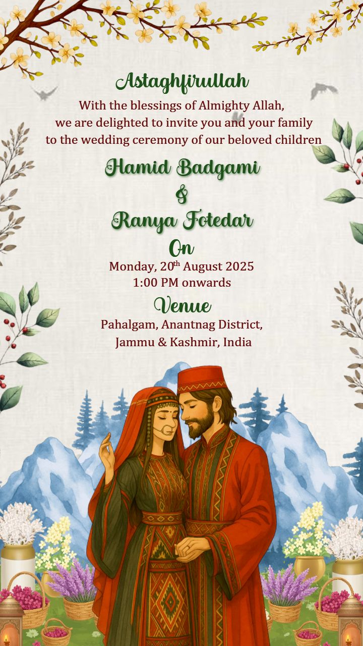 3K+ Digital Kashmiri Wedding invitation card for free