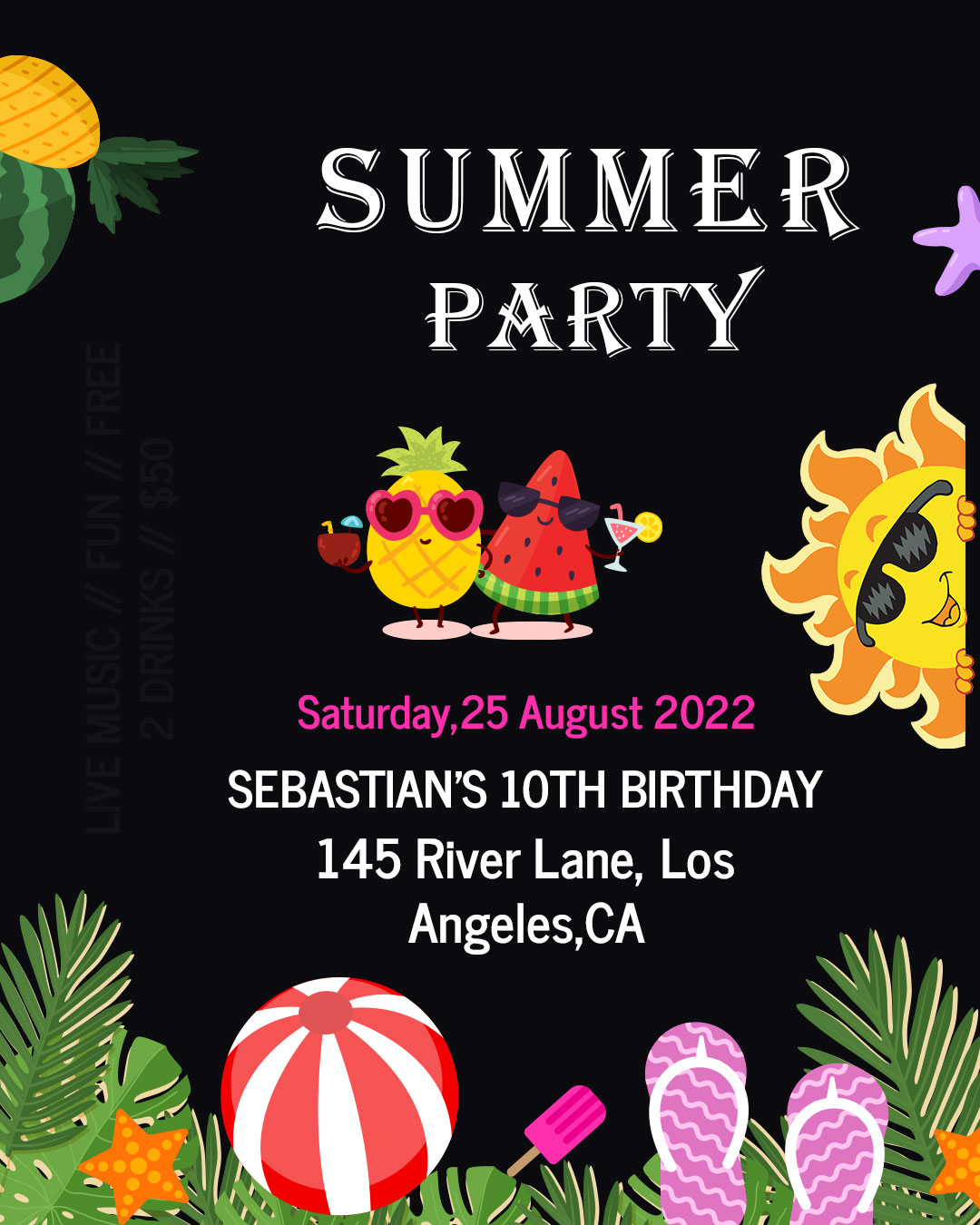 Free Summer Party Invitation Card Templates | Crafty Art