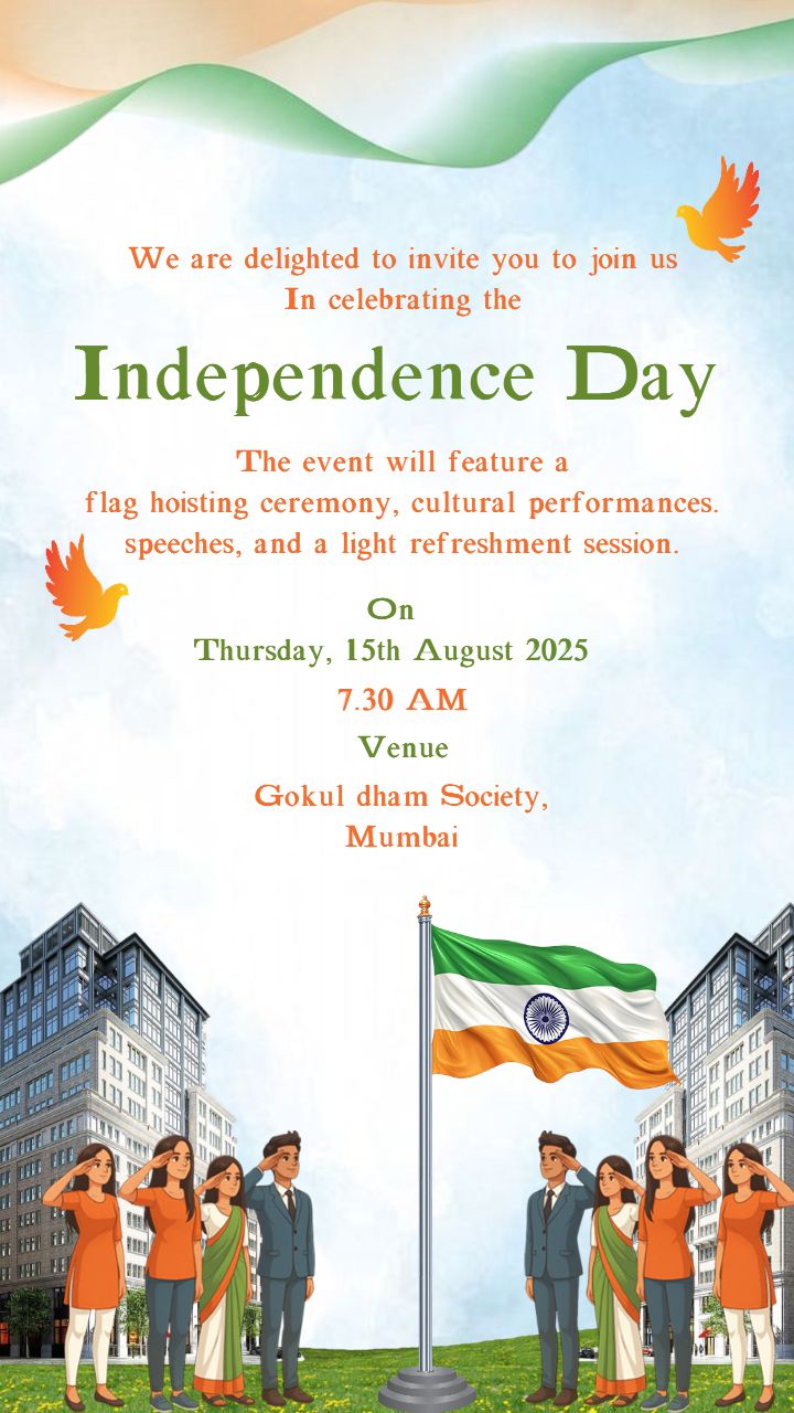 Design 15 August Invitation Cards for School & Office Events