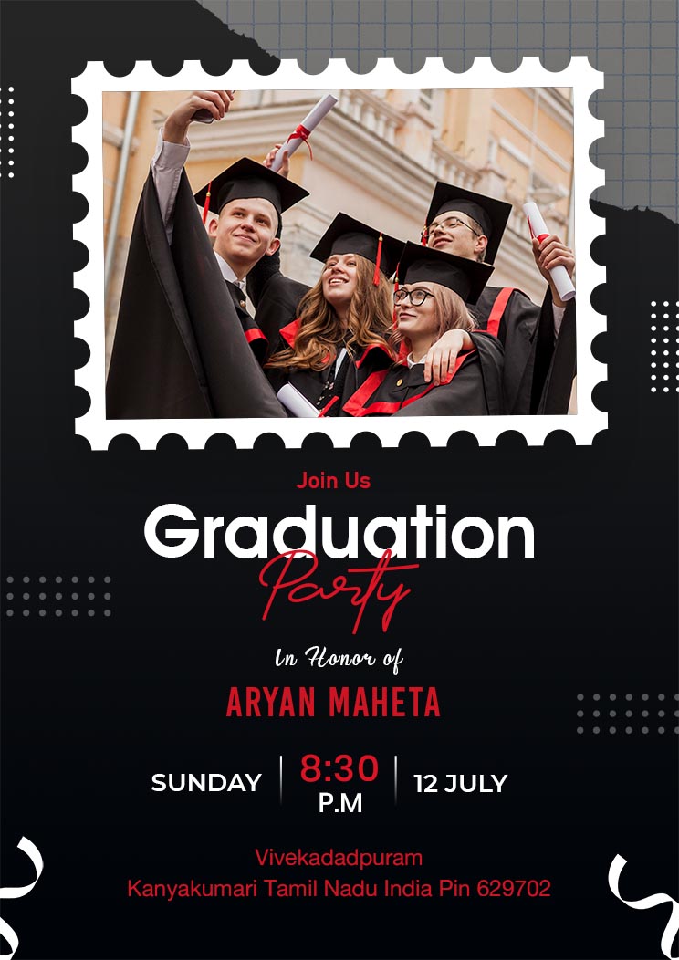 Dark Black Creative Graduation Party Invitation A4