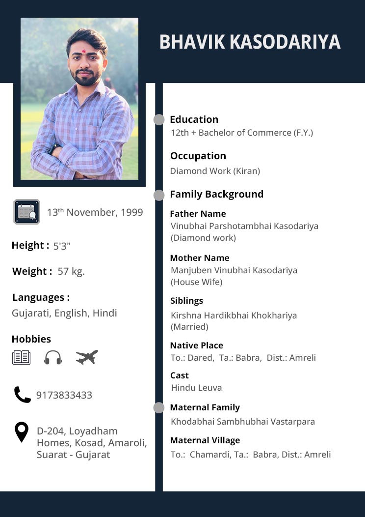 Male Marriage Biodata Free Download