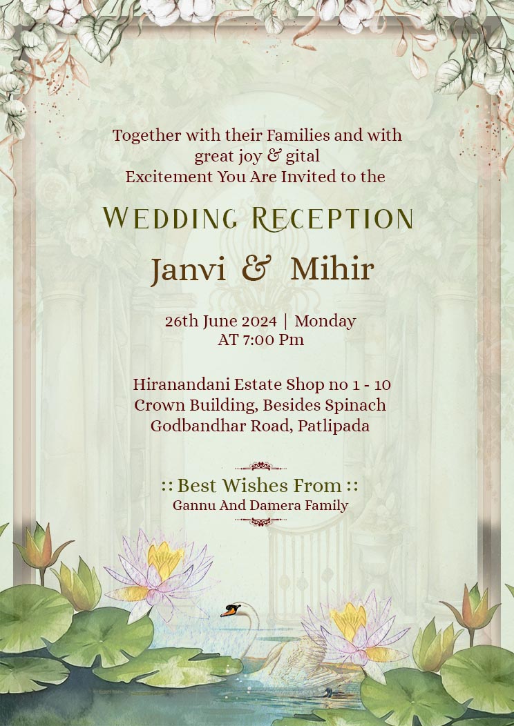 Online Wedding Reception Cards Template