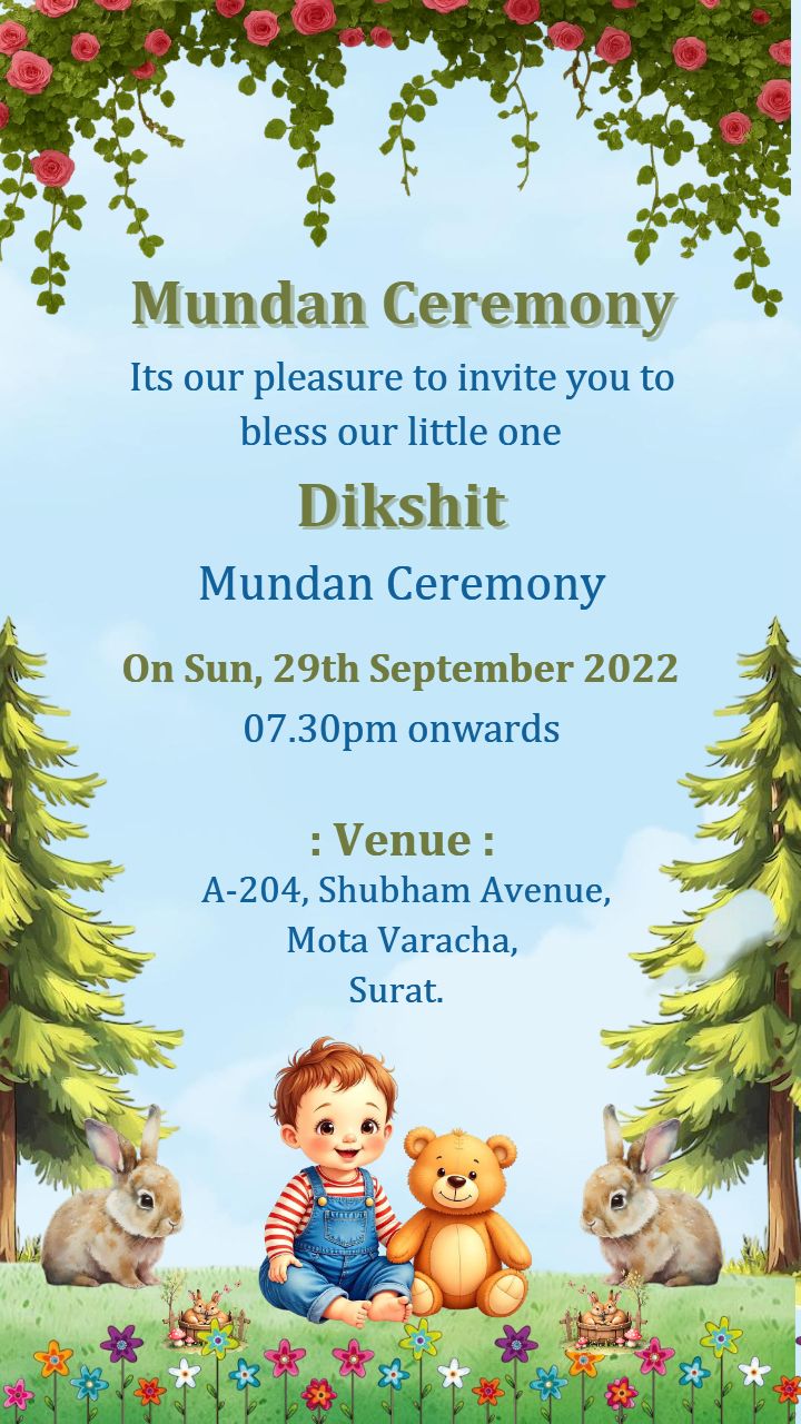 Mundan Ceremony Invitation Card Free Download