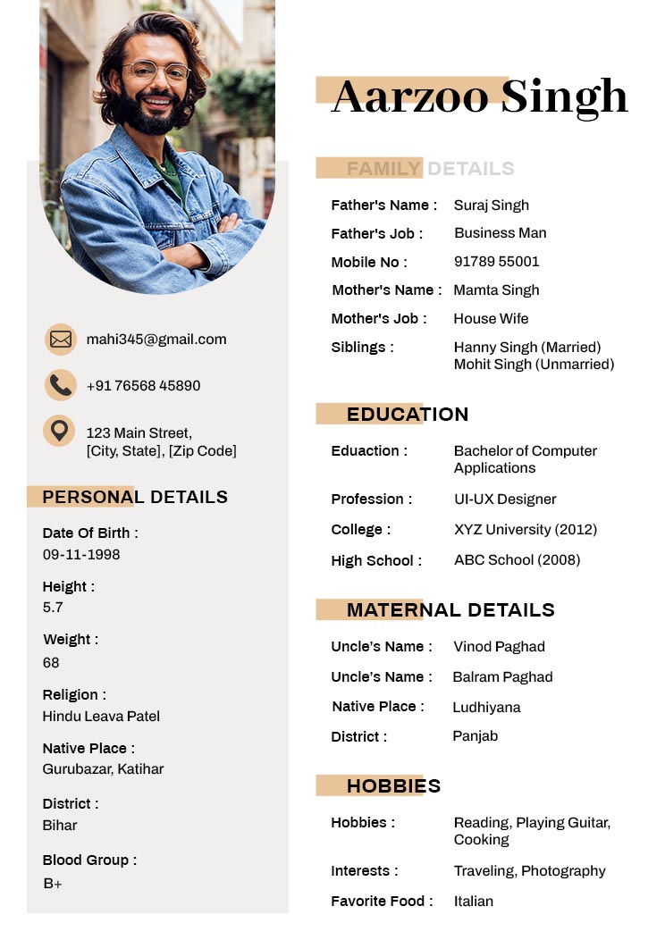 Marriage Biodata Templates